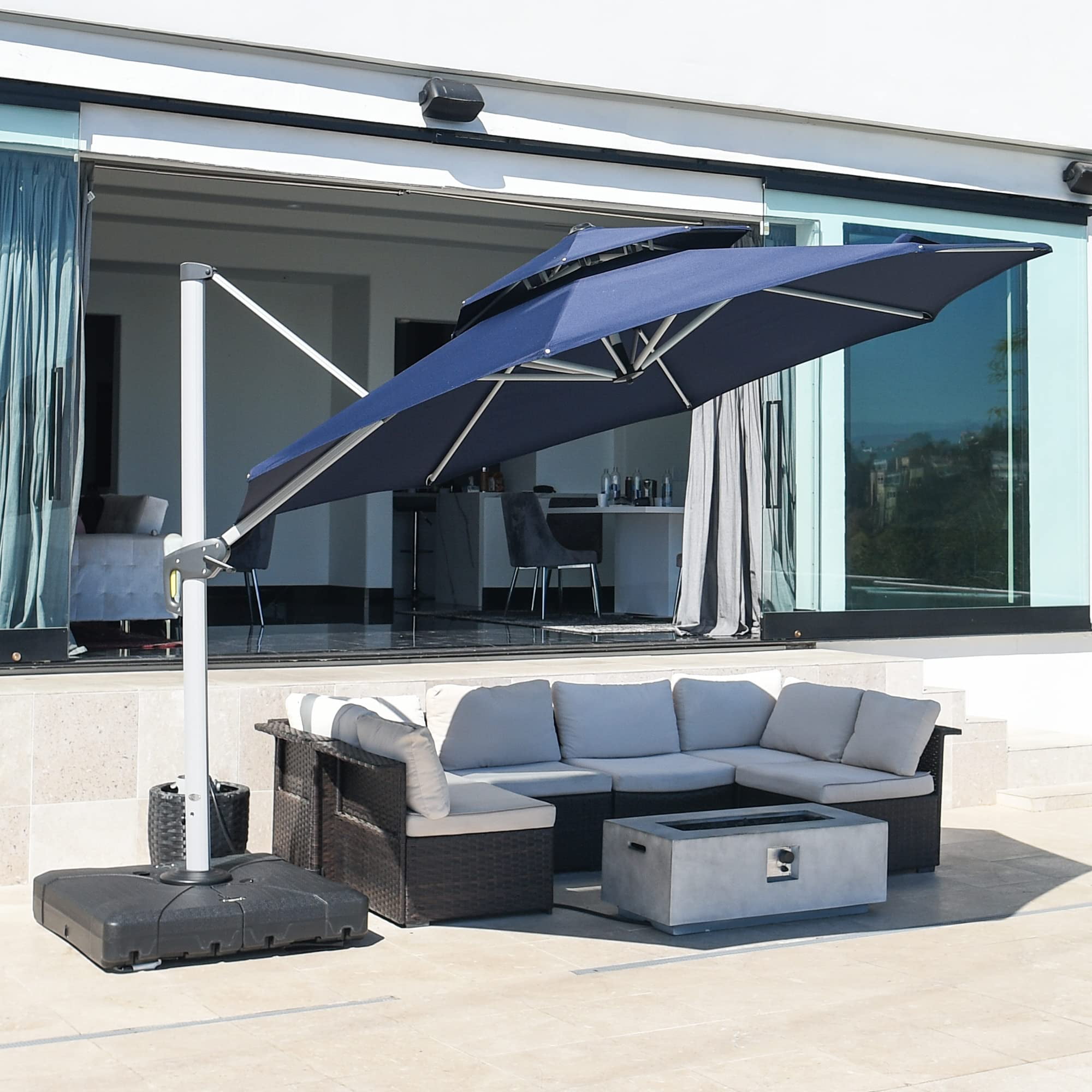 PURPLE LEAF 11FT Deluxe Round Patio Umbrella, Large Offset Cantilever ...