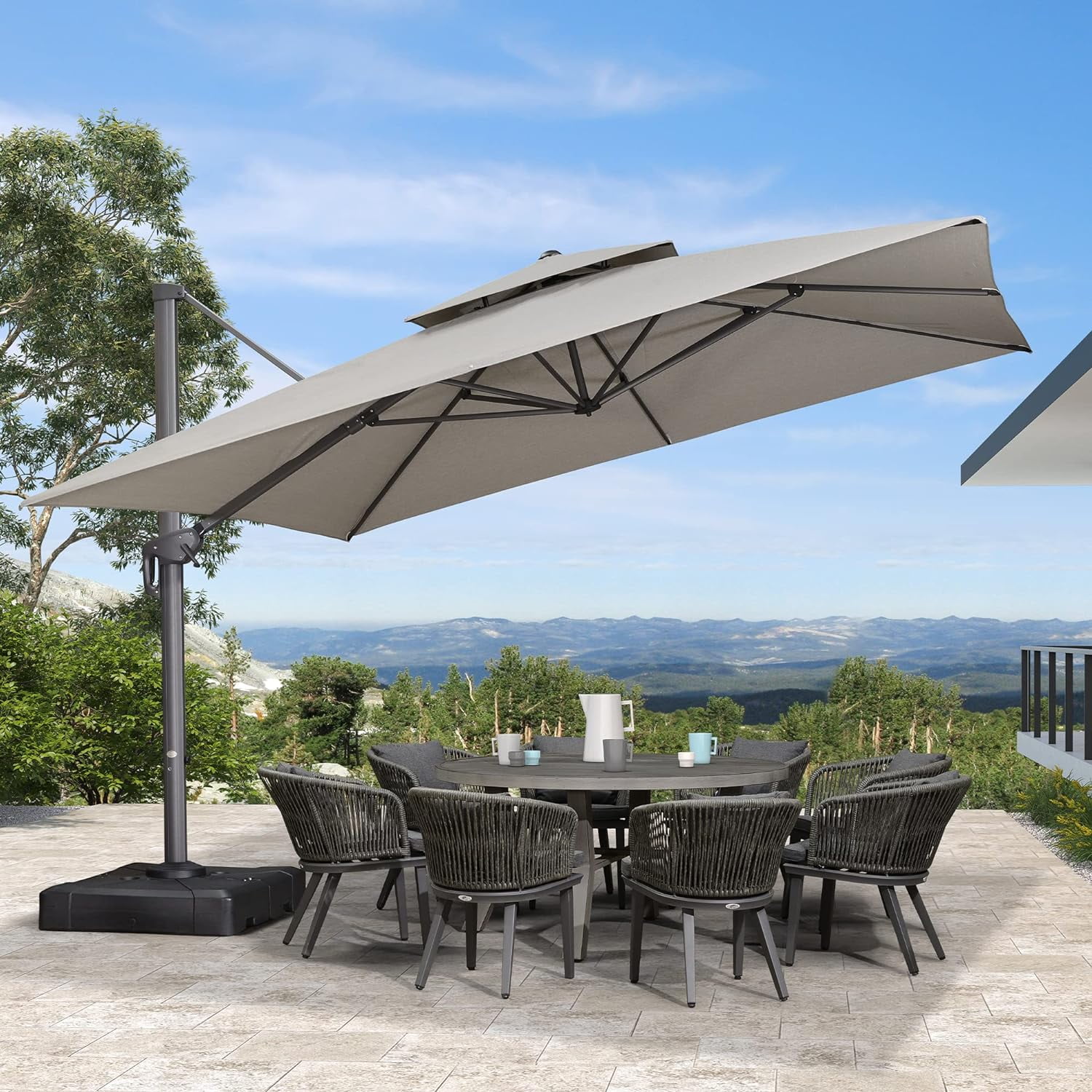 PURPLE LEAF 12 FT Cantilever Umbrella Outdoor Eco-Friendly Olefin ...