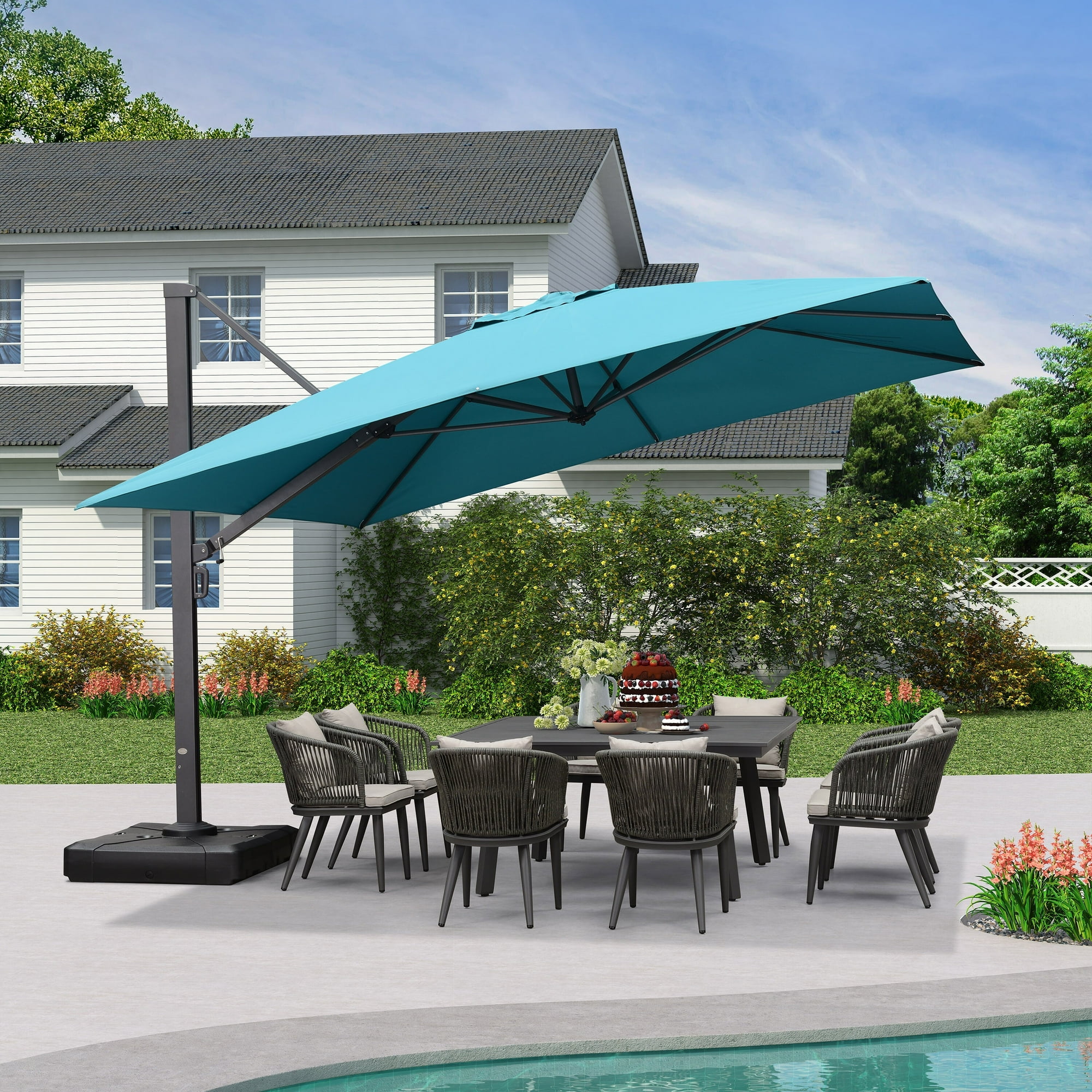 PURPLE LEAF 12 FT Outdoor Cantilever Umbrellas Square Aluminum Offset ...