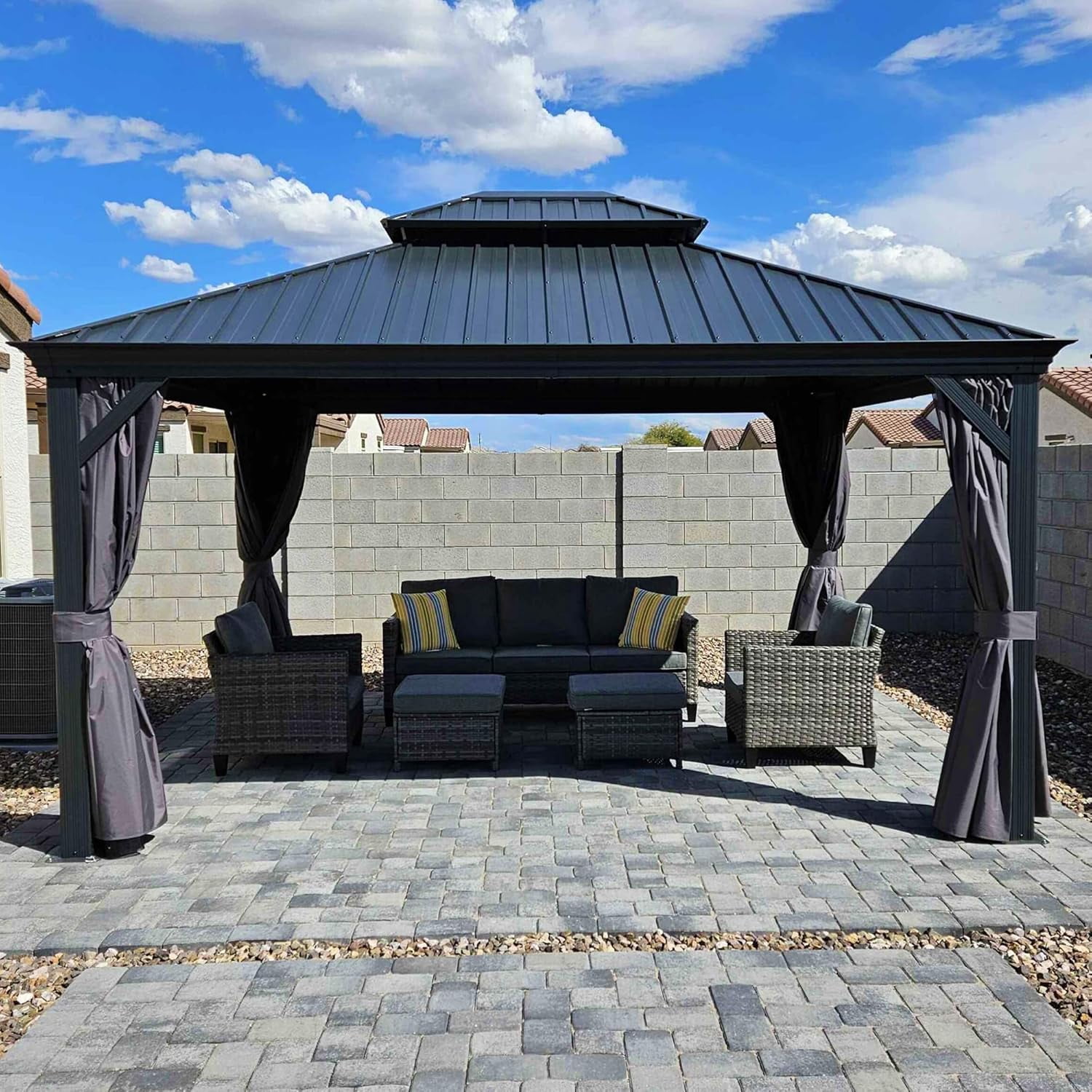 PURPLE LEAF 12' X 14' Hardtop Outdoor Metal Gazebo with Galvanized ...