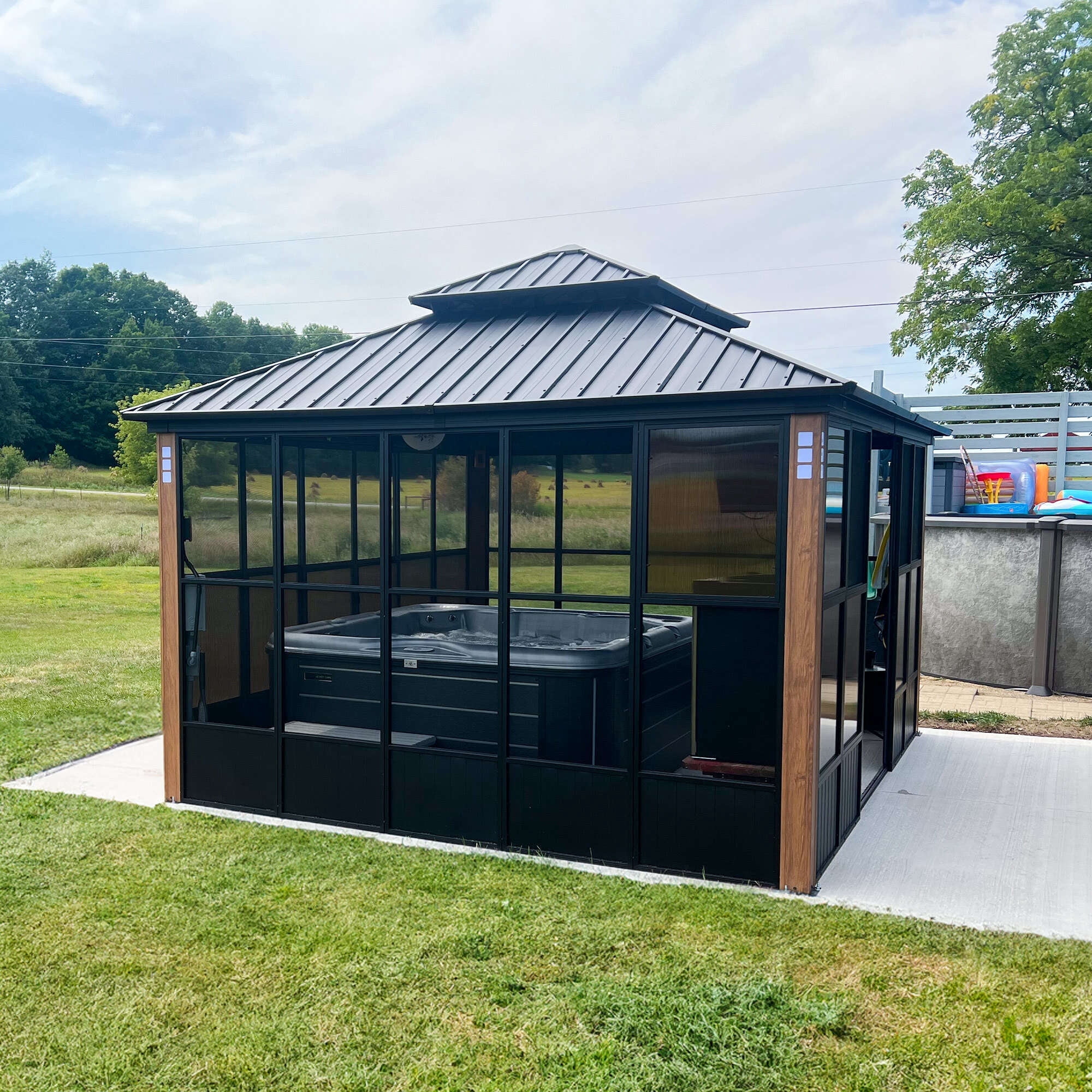 PURPLE LEAF 12' x 14' Permanent Hardtop Gazebo Aluminum Frame Gazebo ...