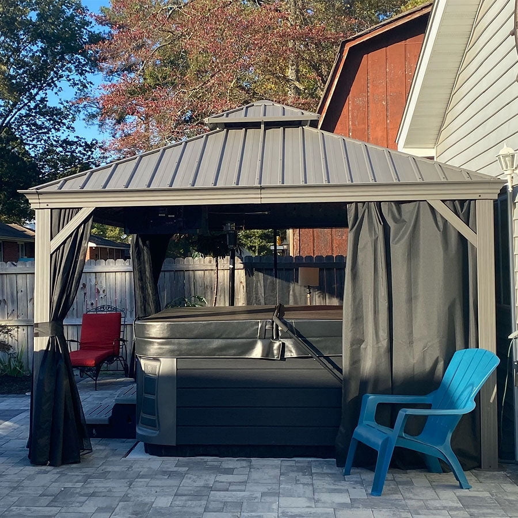 PURPLE LEAF 12' x 16' Hardtop Gazebo with Top Hard Cover & Netting ...