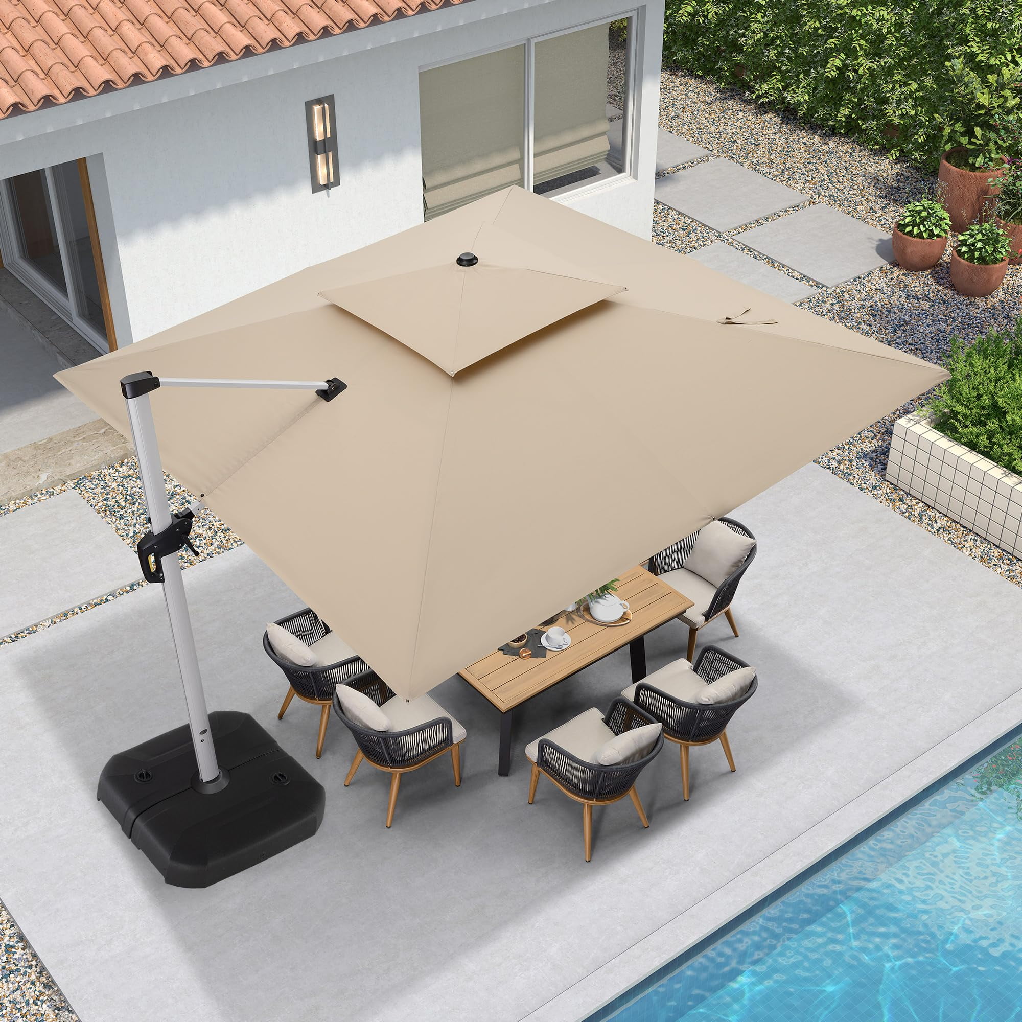 PURPLE LEAF 12ft Square Double-top Canopy Patio Umbrella, Heavy-Duty ...