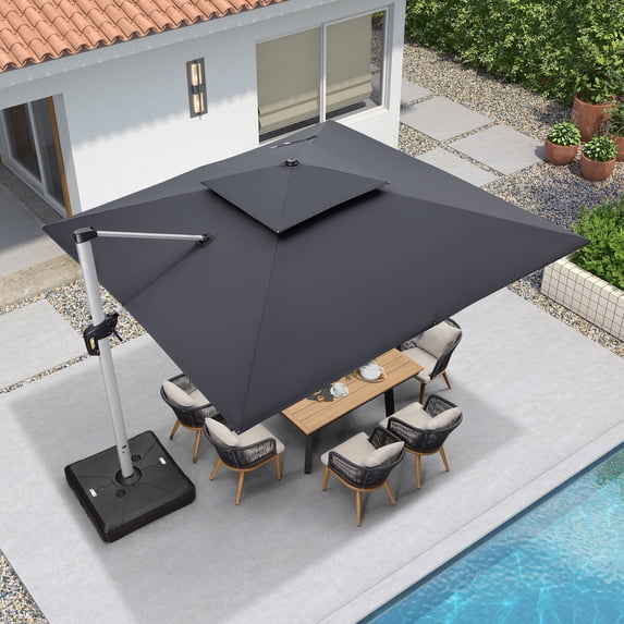 PURPLE LEAF Double-top Vented Patio Umbrella, Heavy Duty Outdoor Canopy ...