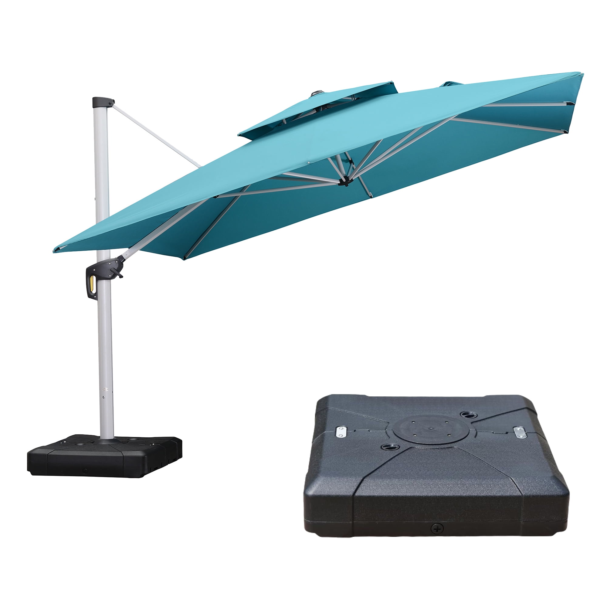 PURPLE LEAF 12FT Deluxe Square Patio Umbrella with Base, Large Offset ...