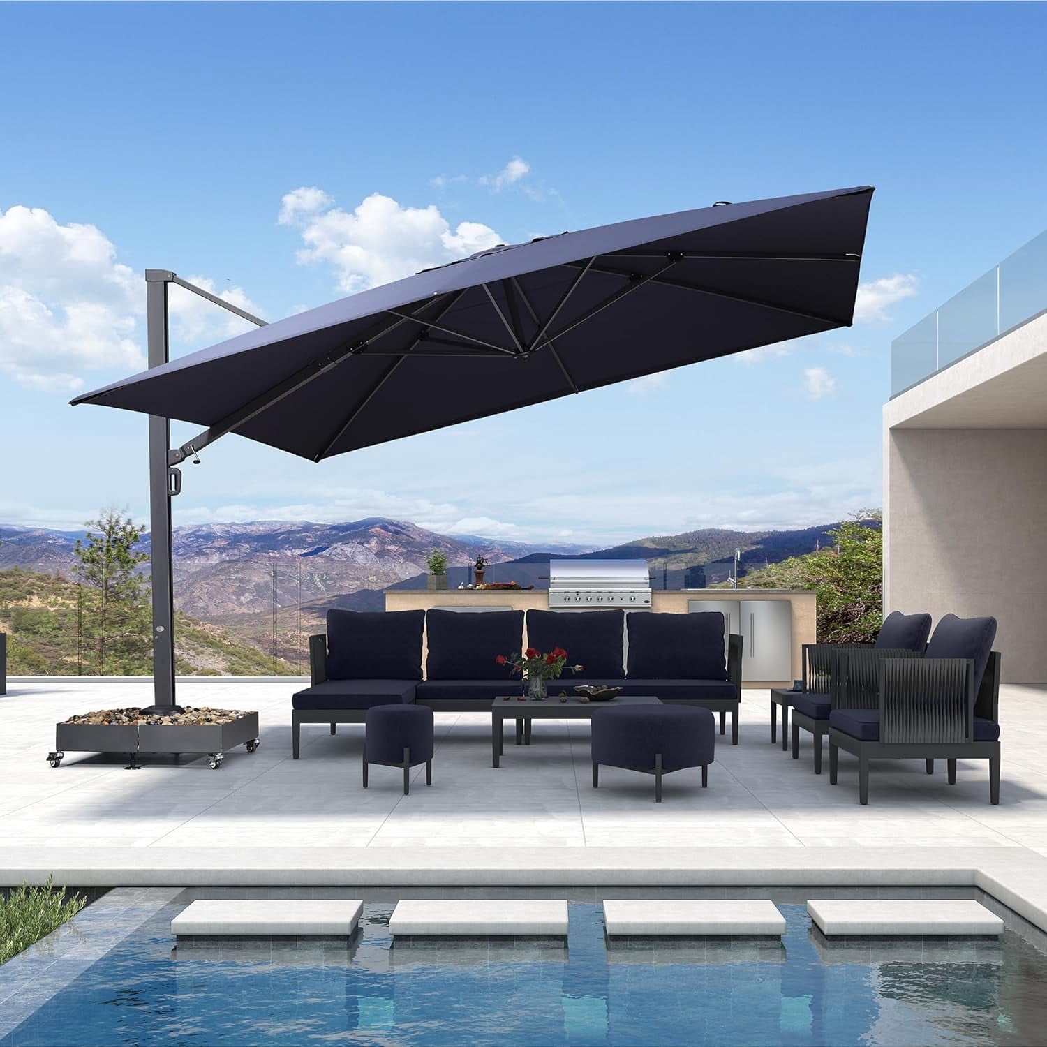 PURPLE LEAF 13 FT Outdoor Cantilever Umbrellas Square Aluminum Offset ...