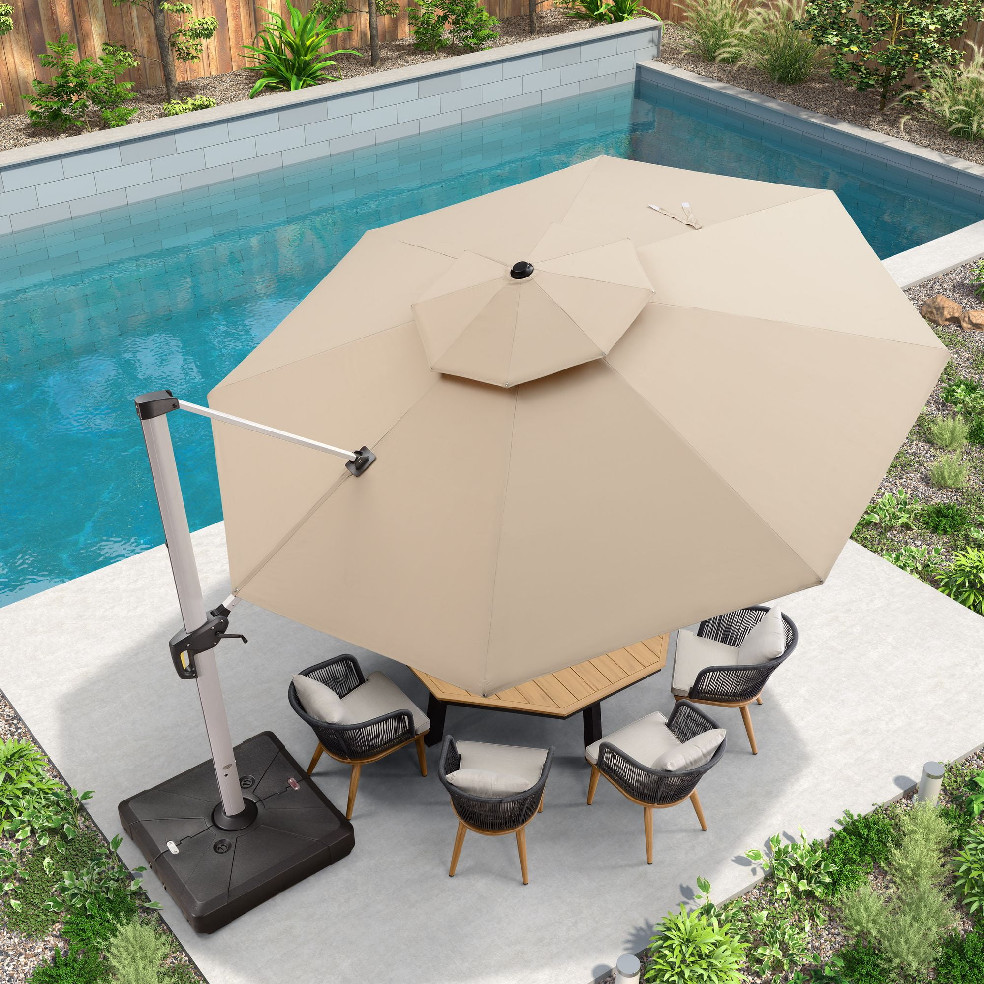 PURPLE LEAF 13FT Deluxe Round Patio Umbrella, Large Offset Cantilever ...