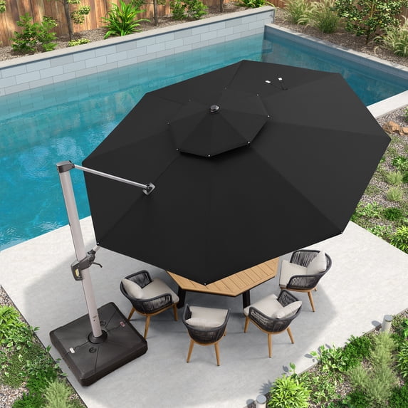 PURPLE LEAF 13FT Deluxe Round Patio Umbrella, Large Offset Cantilever ...