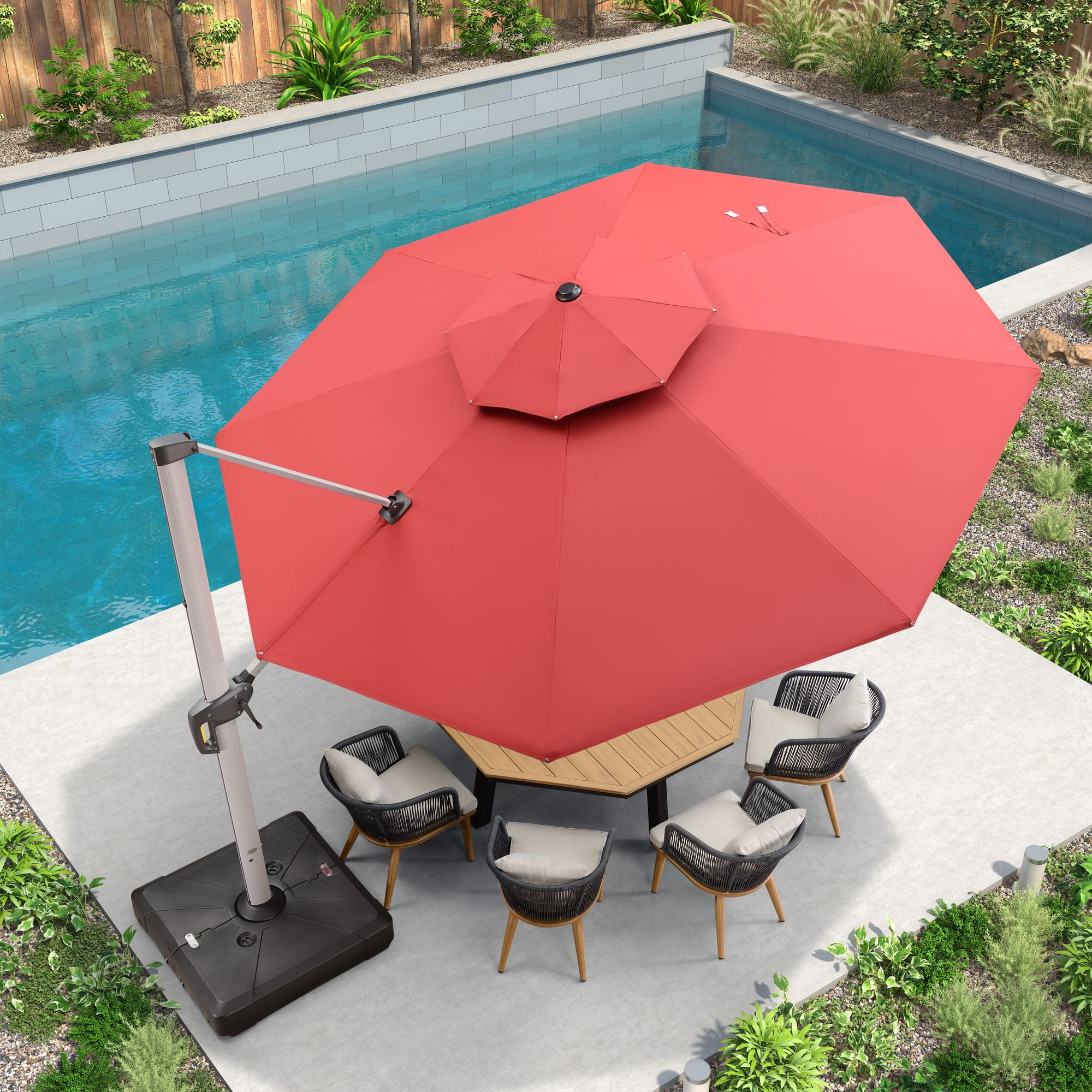 PURPLE LEAF 13FT Deluxe Round Patio Umbrella, Large Offset Cantilever ...