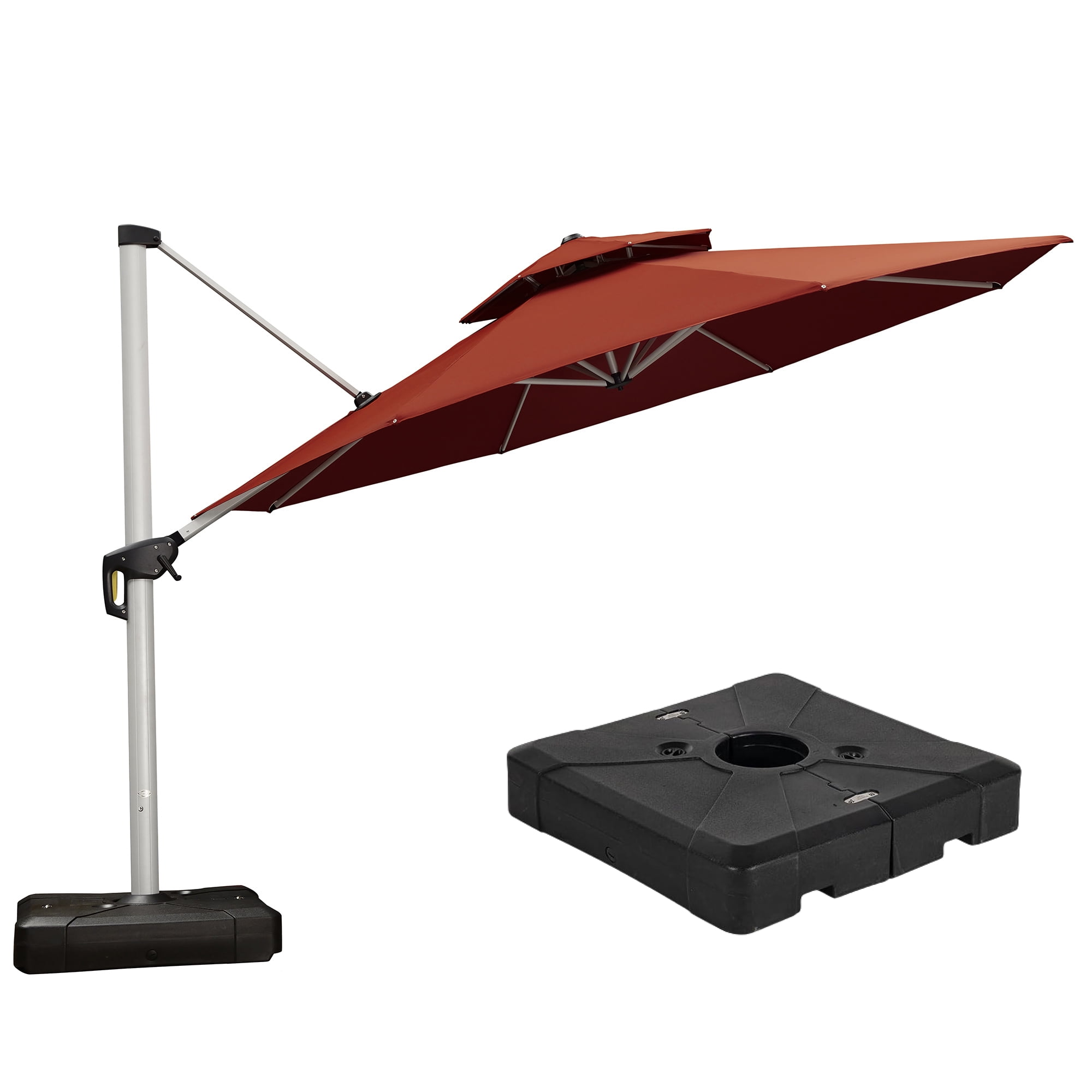 PURPLE LEAF 13FT Deluxe Round Patio Umbrella with Base, Large Offset ...