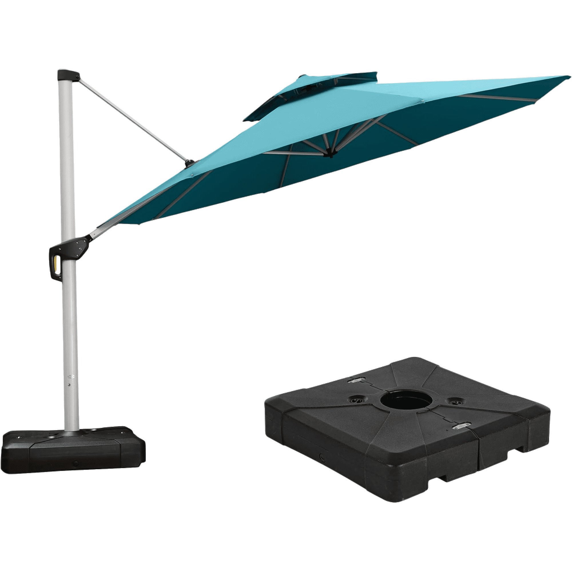 PURPLE LEAF 13FT Deluxe Round Patio Umbrella with Base, Large Offset ...