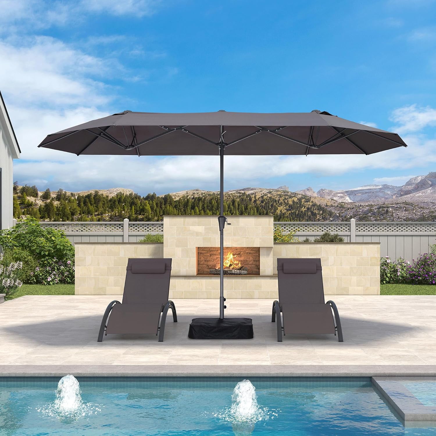 PURPLE LEAF 13ft Double-Sided Patio Umbrella with Base Included Market ...