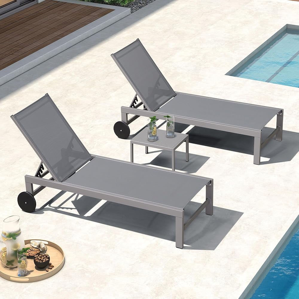 PURPLE LEAF 2-Person Outdoor Lounge Set – Adjustable Linen Chaise ...