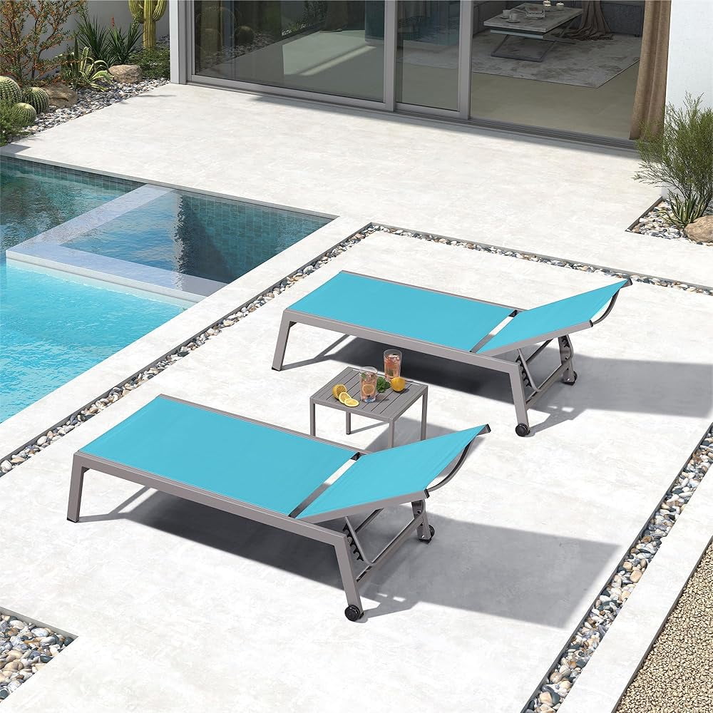 PURPLE LEAF 2-Person Outdoor Lounge Set – Adjustable Linen Chaise ...