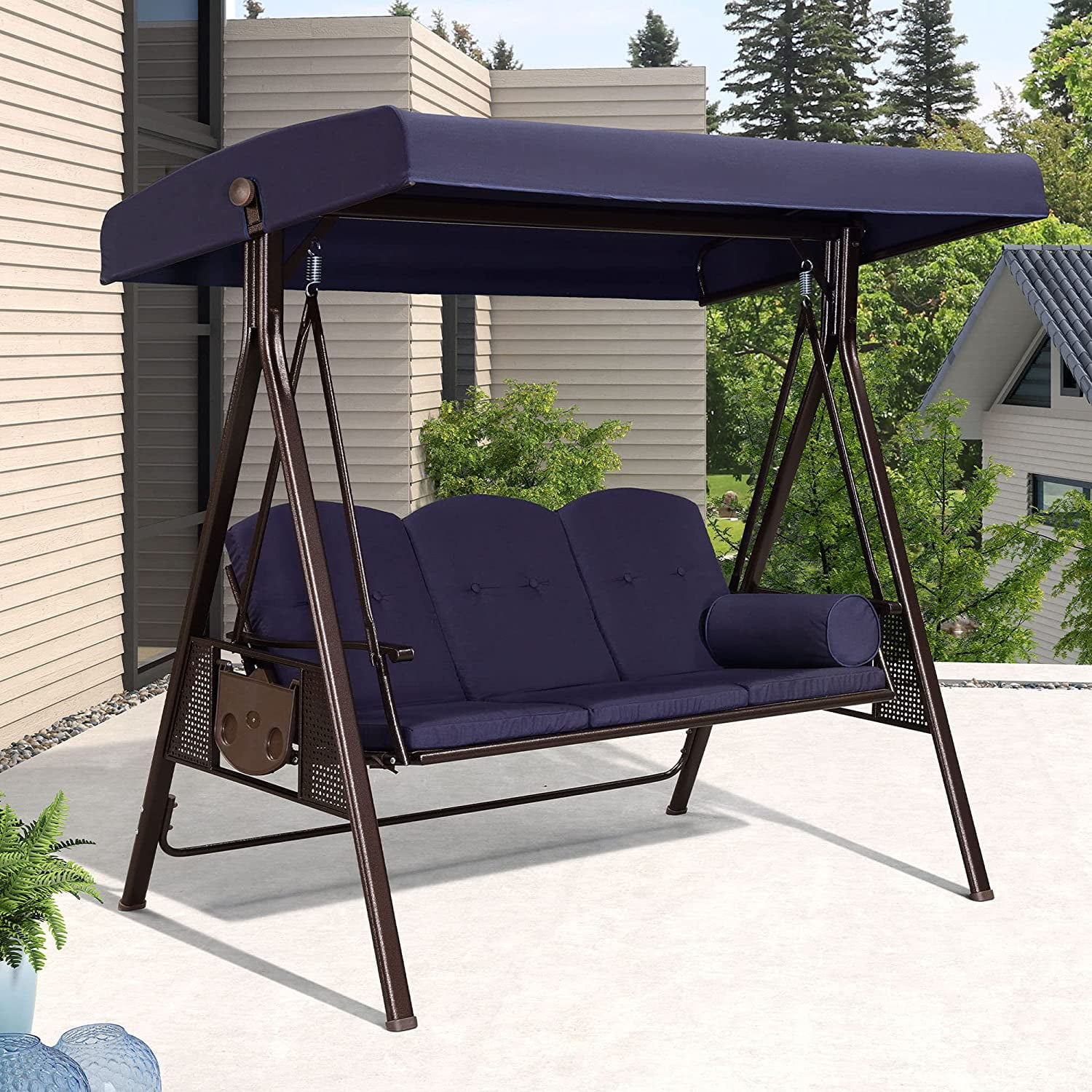 PURPLE LEAF 3-Seat Deluxe Outdoor Patio Porch Swing with Weather ...