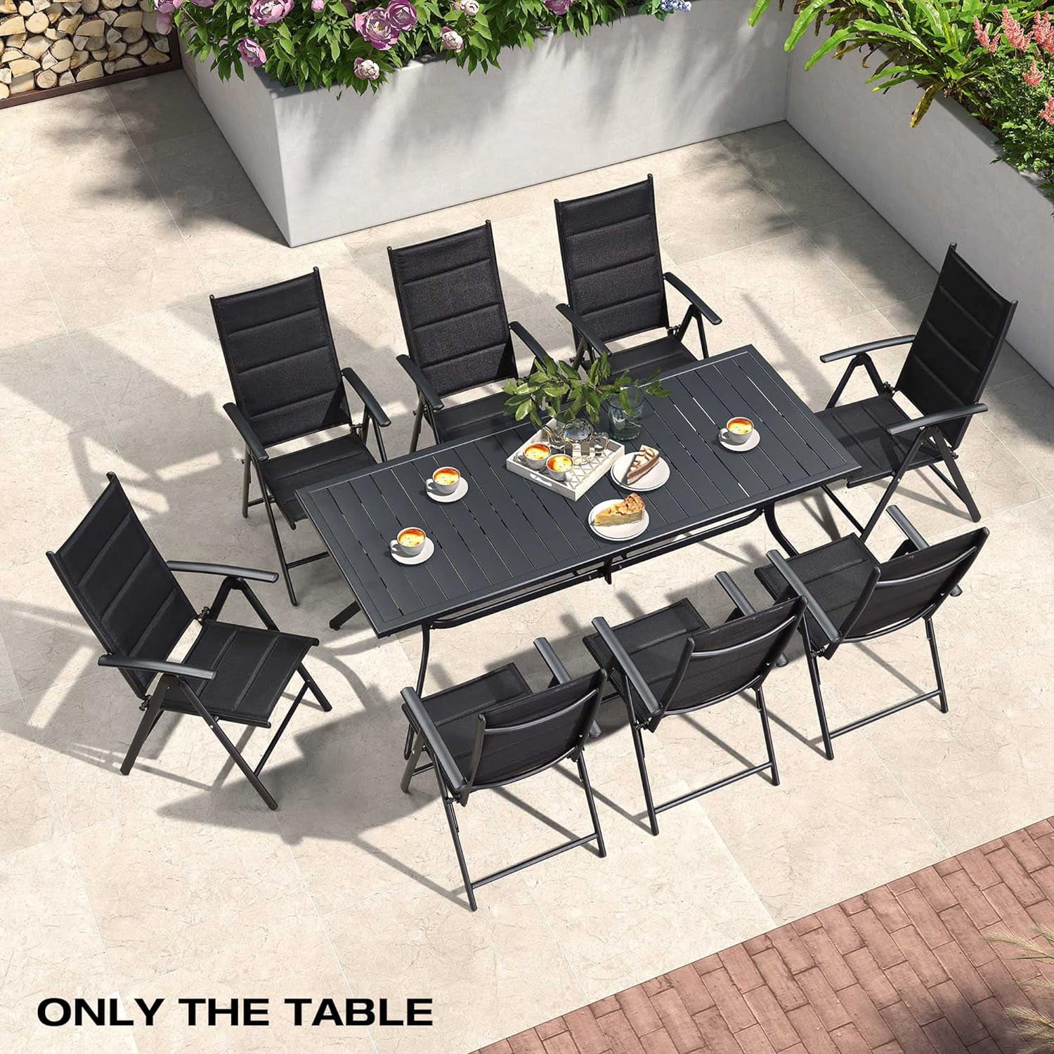PURPLE LEAF 6-8 Person Outdoor Dining Table with Height Adjustable Feet ...