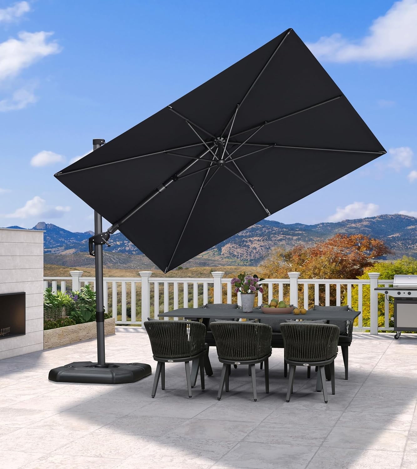 PURPLE LEAF 6x10 Ft Cantilever Umbrella Left-right Tilting Swivel Large ...