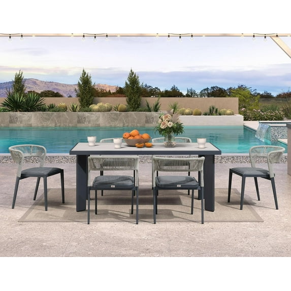 PURPLE LEAF 7-Piece Patio Dining Set, Aluminum Outdoor Table And 6 ...