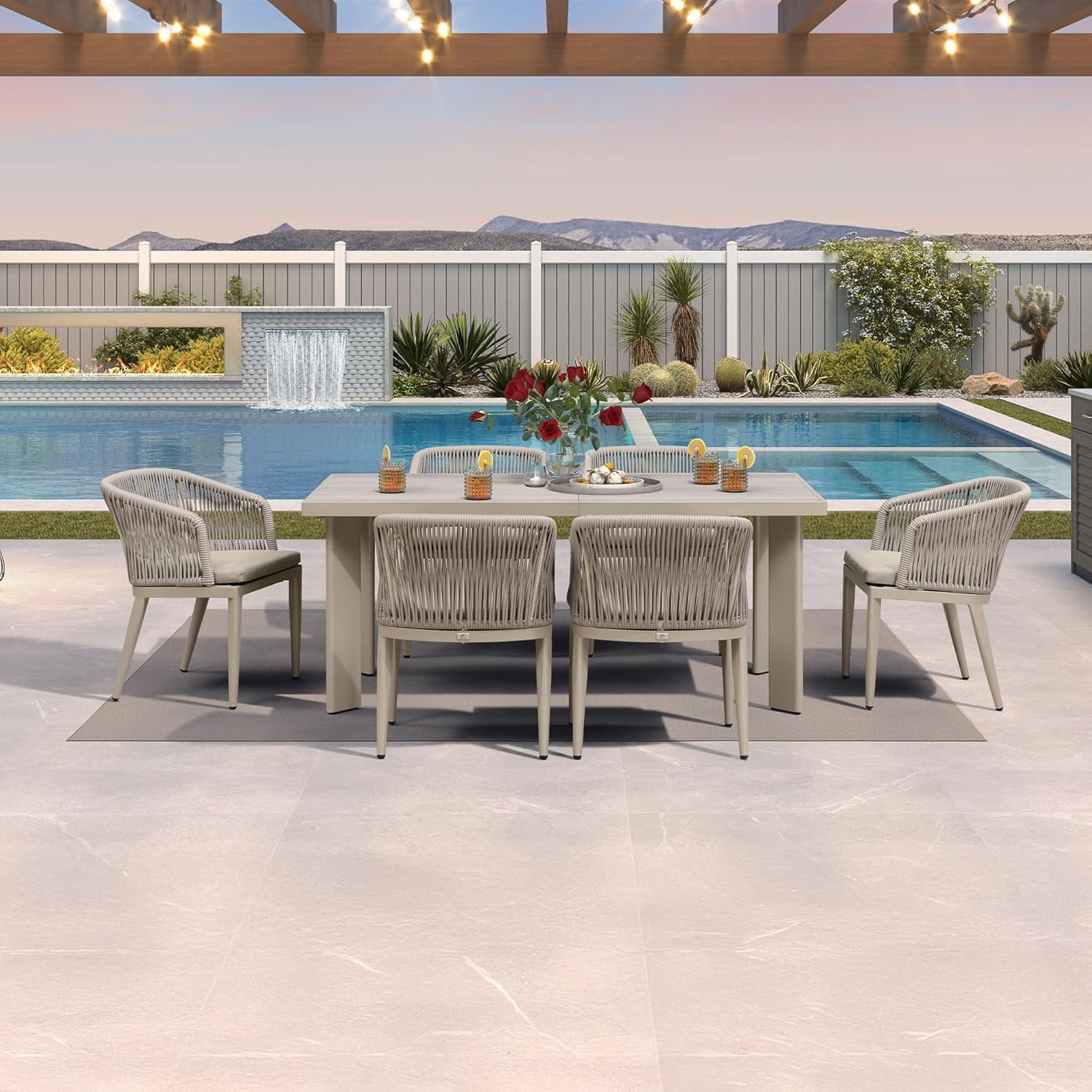 PURPLE LEAF 7-Piece Patio Dining Set, Aluminum Outdoor Table And 6 ...