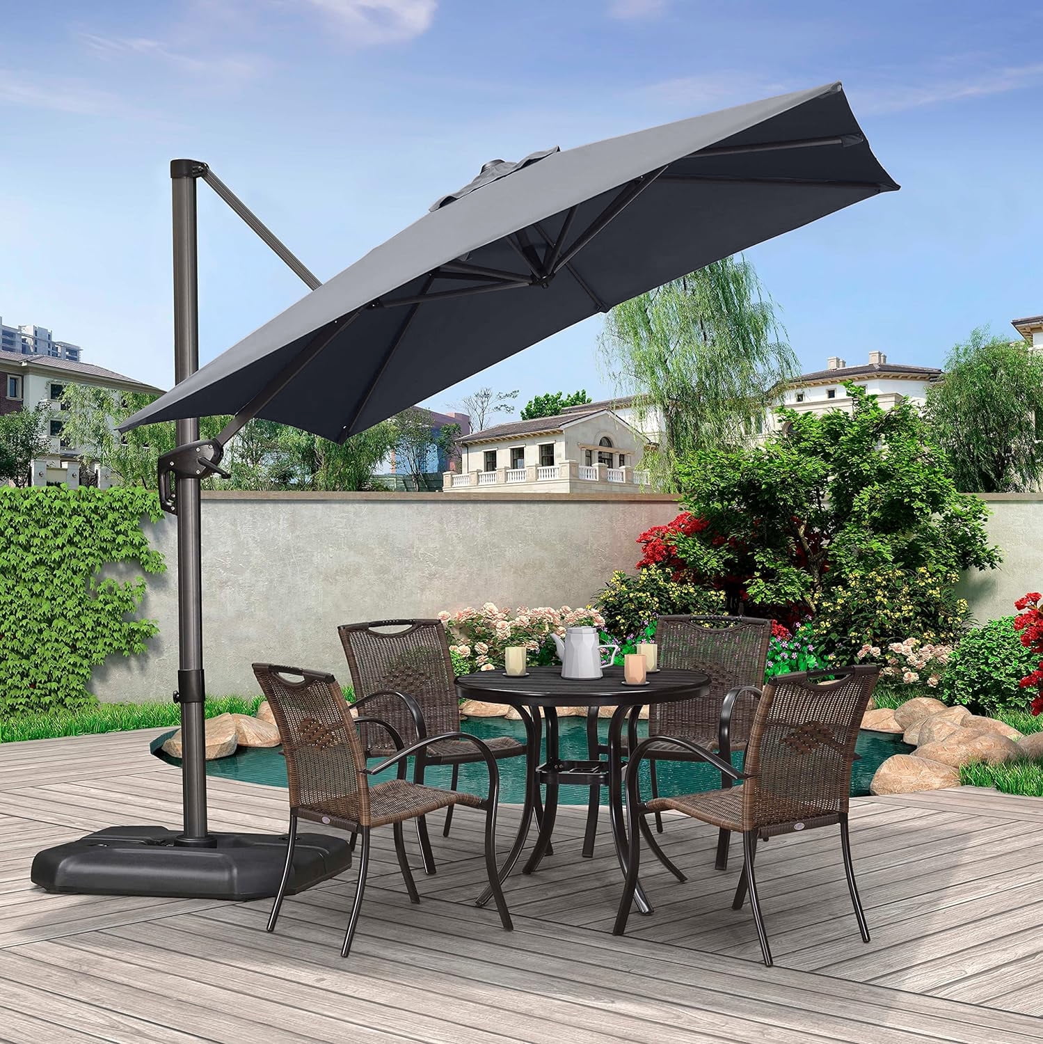 PURPLE LEAF 8x8 Ft Cantilever Umbrella Square Outdoor Patio Umbrella ...