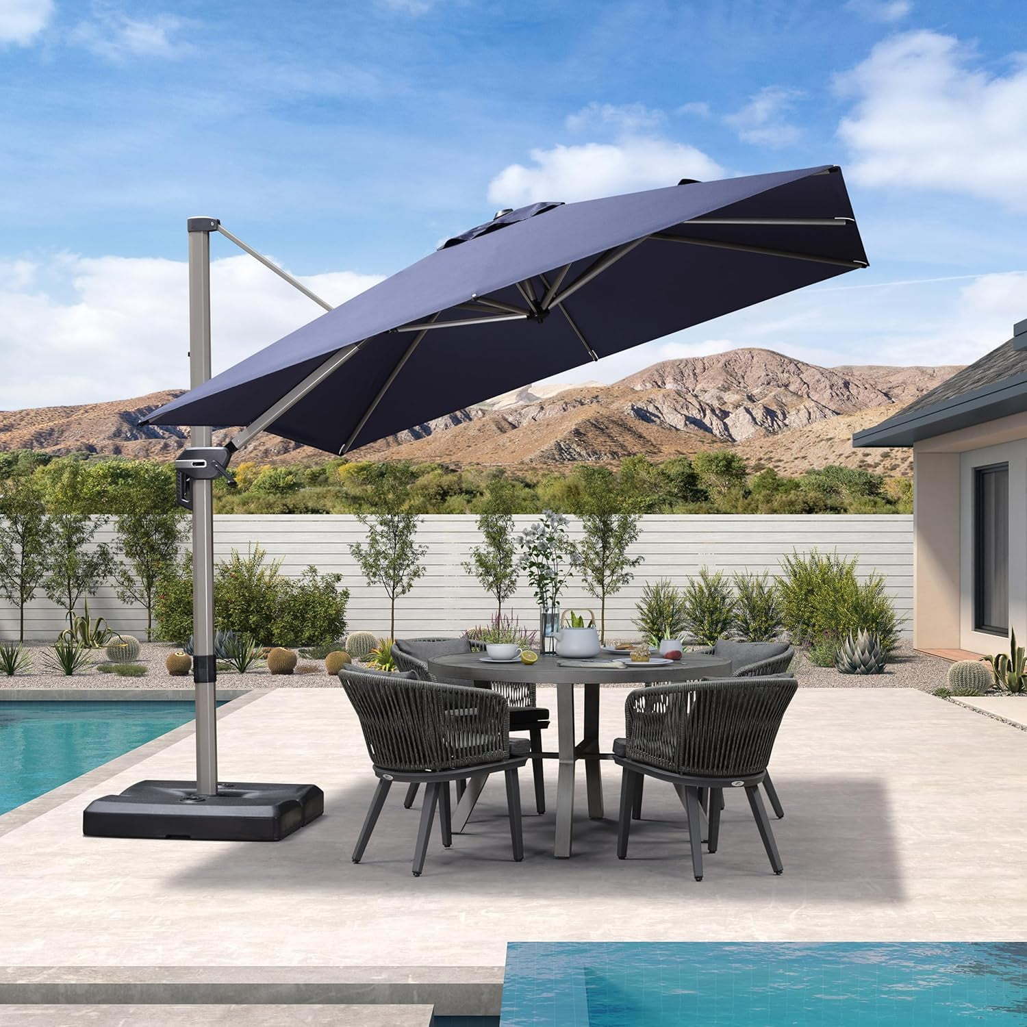 PURPLE LEAF 9 × 9 FT Patio Umbrella, Outdoor Cantilever Umbrella with ...