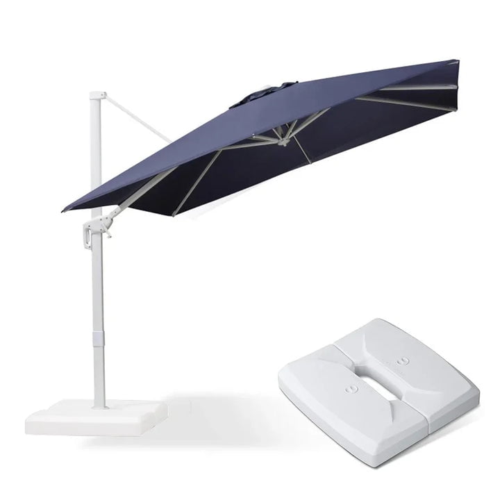 PURPLE LEAF 9 FT Patio Umbrella With Base White Cantilever Umbrella ...