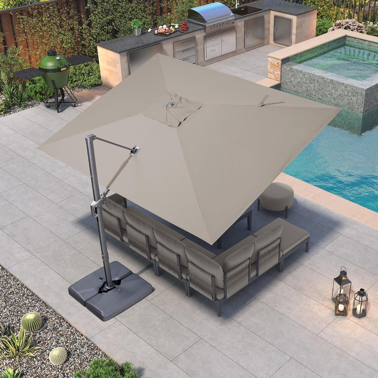 PURPLE LEAF 9' X 11.5' Patio Cantilever Umbrella Outdoor Offset ...