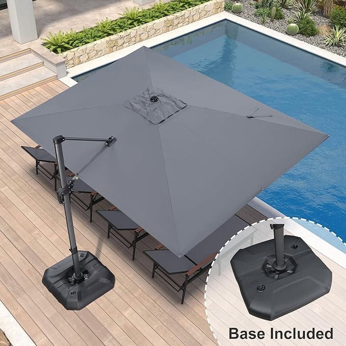 PURPLE LEAF 9' X 11.5' Patio Umbrella with Base Rectangle Cantilever ...