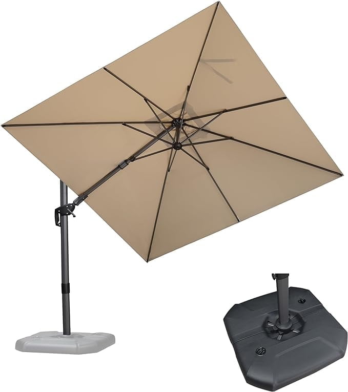 PURPLE LEAF 9' X 9' Right-left Tilt Patio Umbrella with Base Outdoor ...