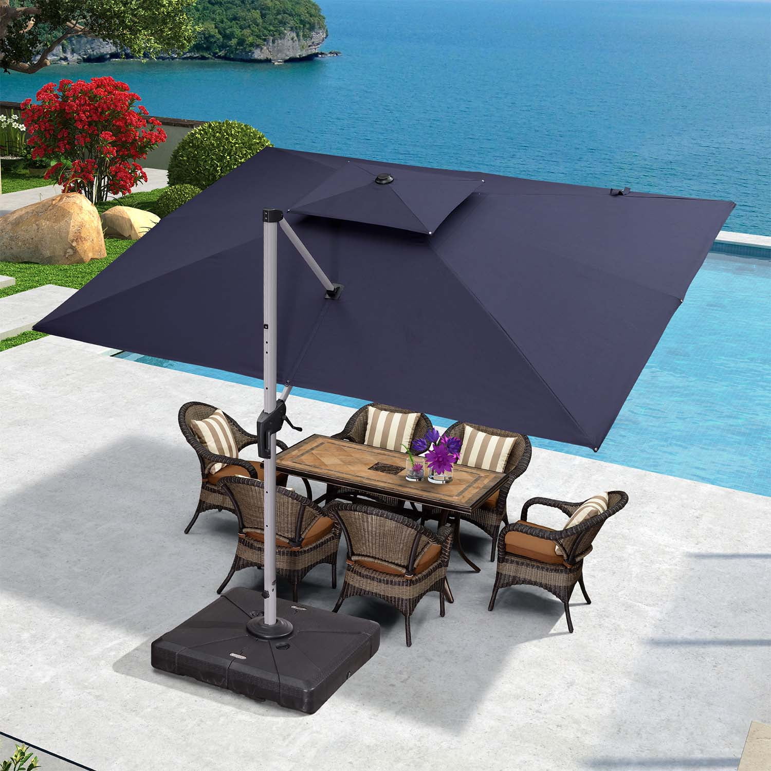 PURPLE LEAF 9 x 12 ft Rectangle Double-top Vented Patio Umbrella ...