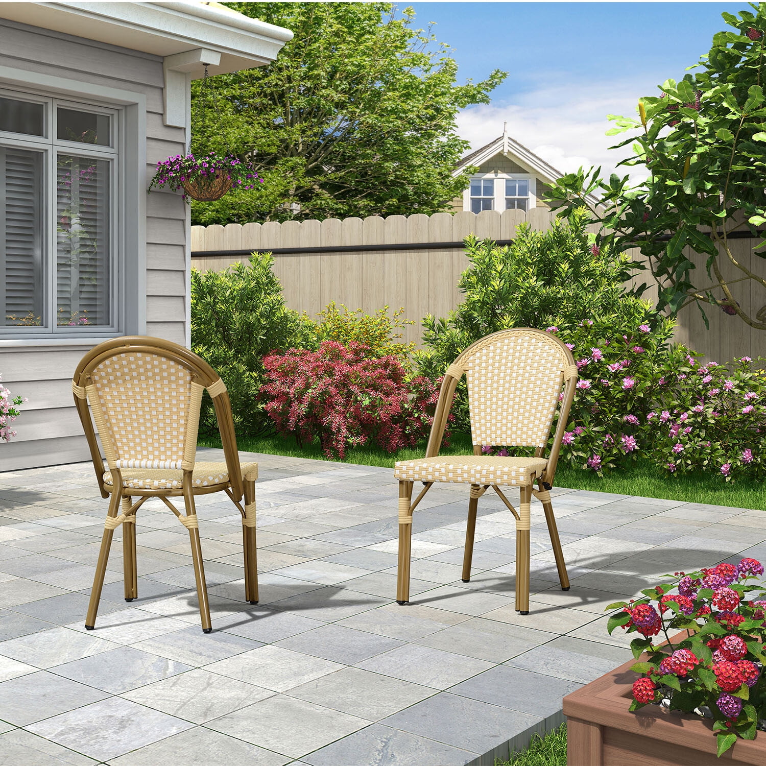 PURPLE LEAF Dining Chair Set of 2 Outdoor Dining Chairs French Hand ...