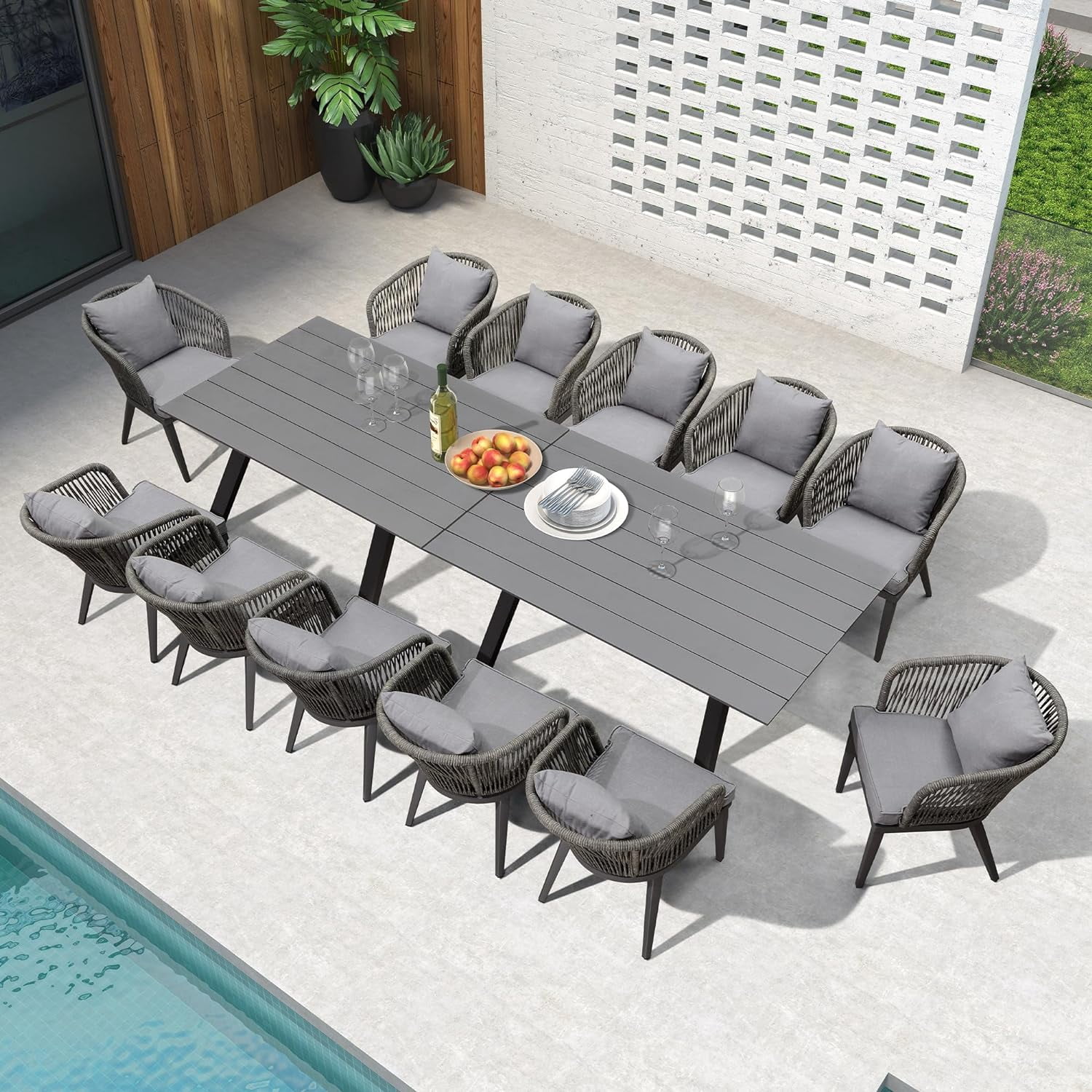 PURPLE LEAF Dining Set 14 PCS Outdoor Patio Dining Sets Aluminum All ...