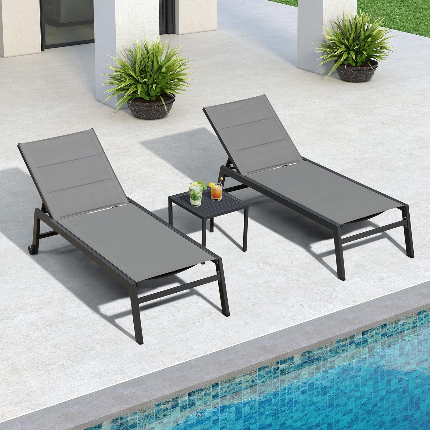 Outsy 79 x 59 in. Milo Outdoor Wicker Aluminum Frame Double Sun Lounger ...