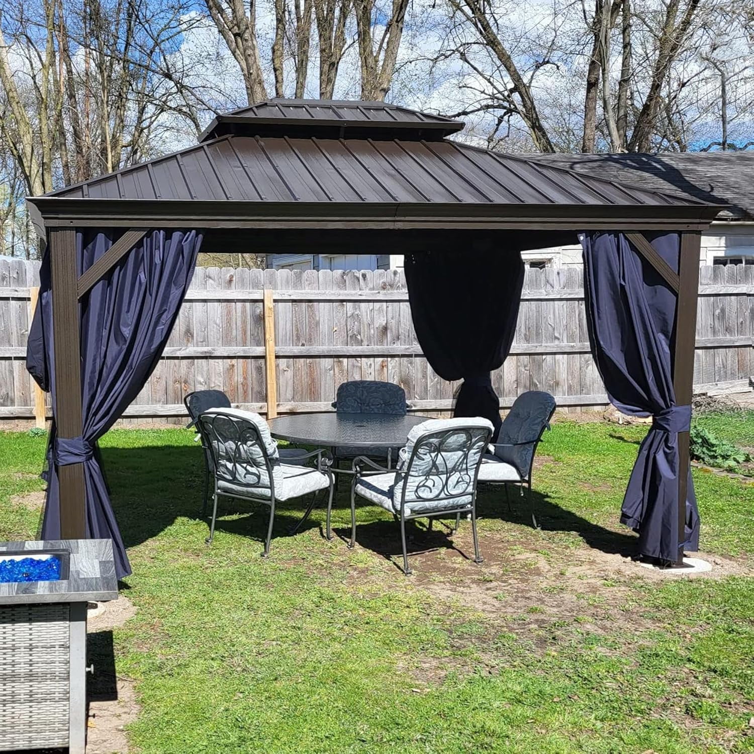 PURPLE LEAF Gazebo 10' X 13' Outdoor Hardtop Gazebo Galvanized Steel ...