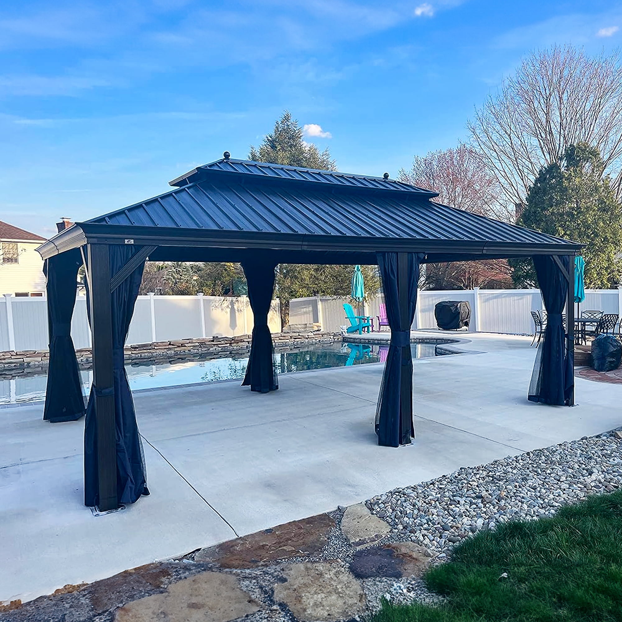 Purple Leaf 12' x 20' Hardtop Gazebo, Galvanized Steel Canopy, with ...