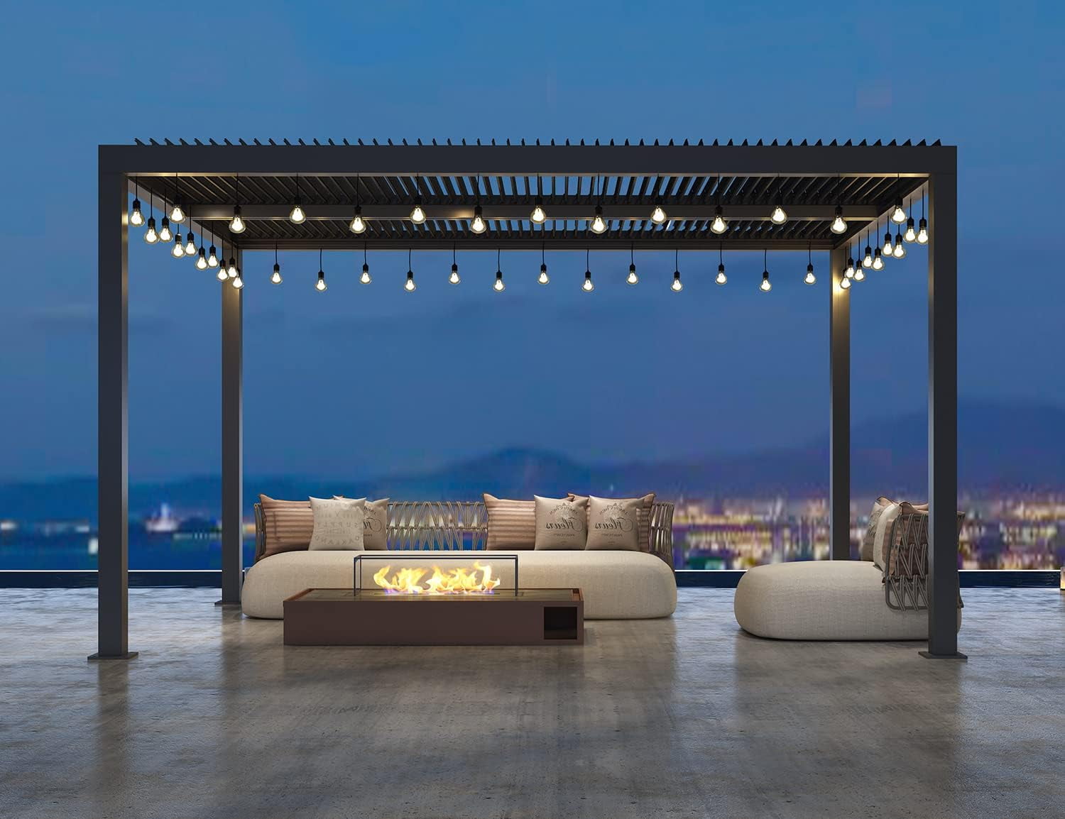 PURPLE LEAF Louvered 10' x 14' Outdoor Aluminum Pergola with Adjustable Roof for Deck Backyard ...