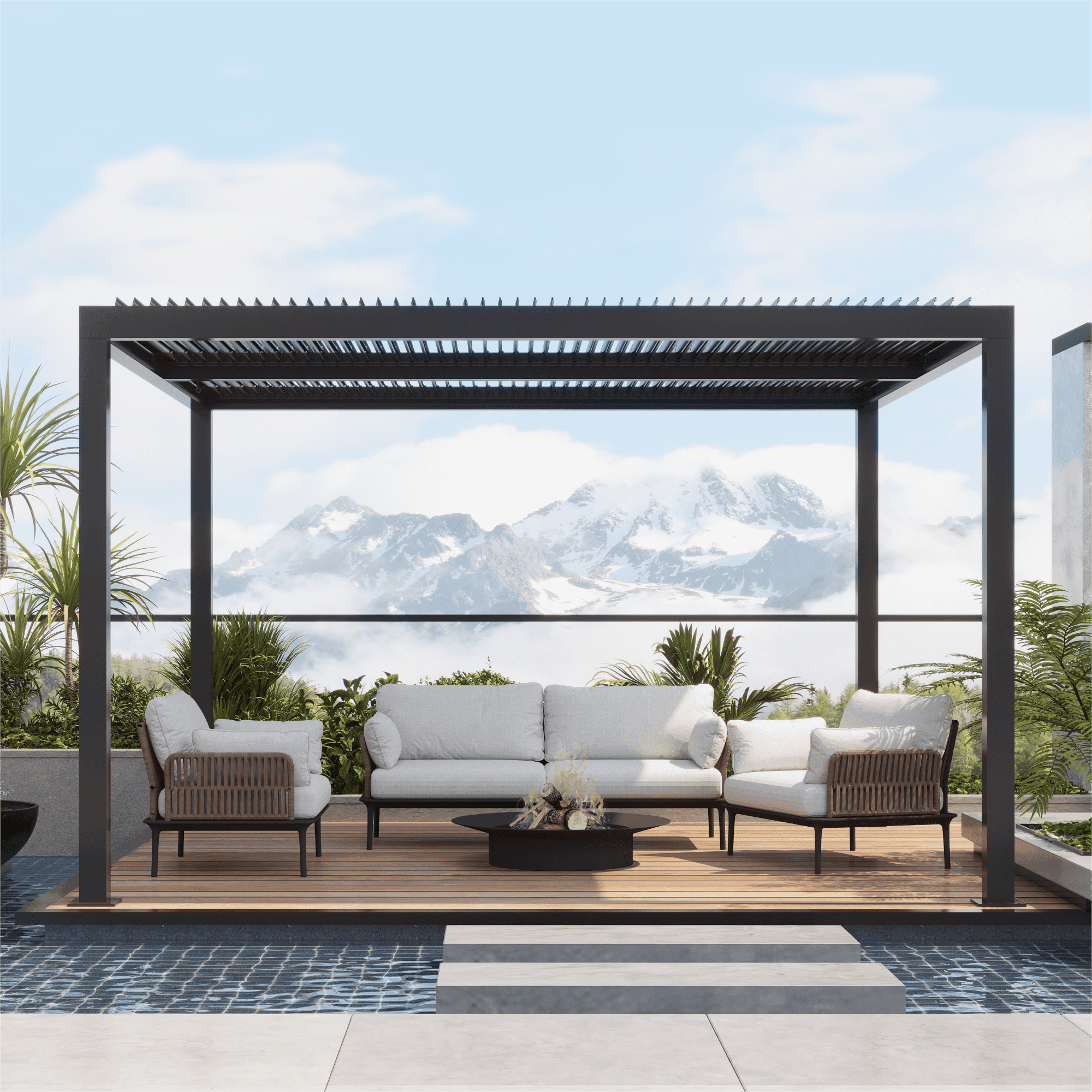 PURPLE LEAF 12 X 12 Louvered Pergola 94AS Outdoor Aluminum Adjustable ...