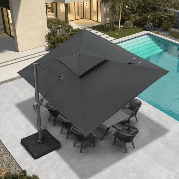 PURPLE LEAF Sunbrella Cantilever Umbrella 10' X 13' Outdoor Patio ...