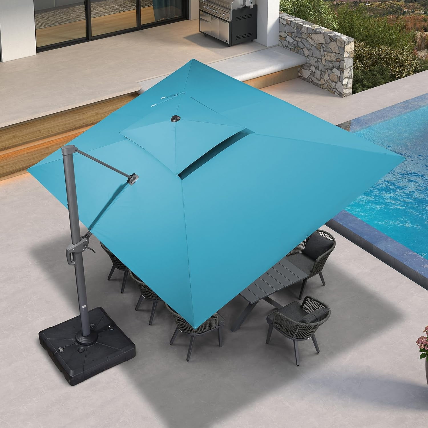 PURPLE LEAF Outdoor Cantilever Umbrellas 10X13FT Rectangle Large Patio ...