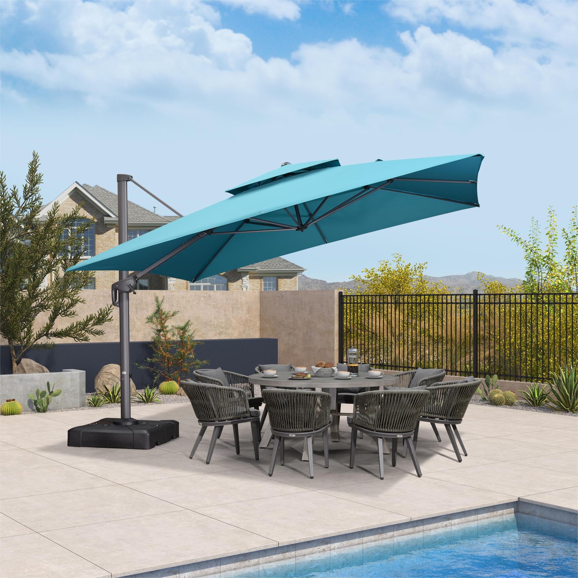 PURPLE LEAF 12FT Cantilever Outdoor Garden Umbrella, 360°Rotation ...