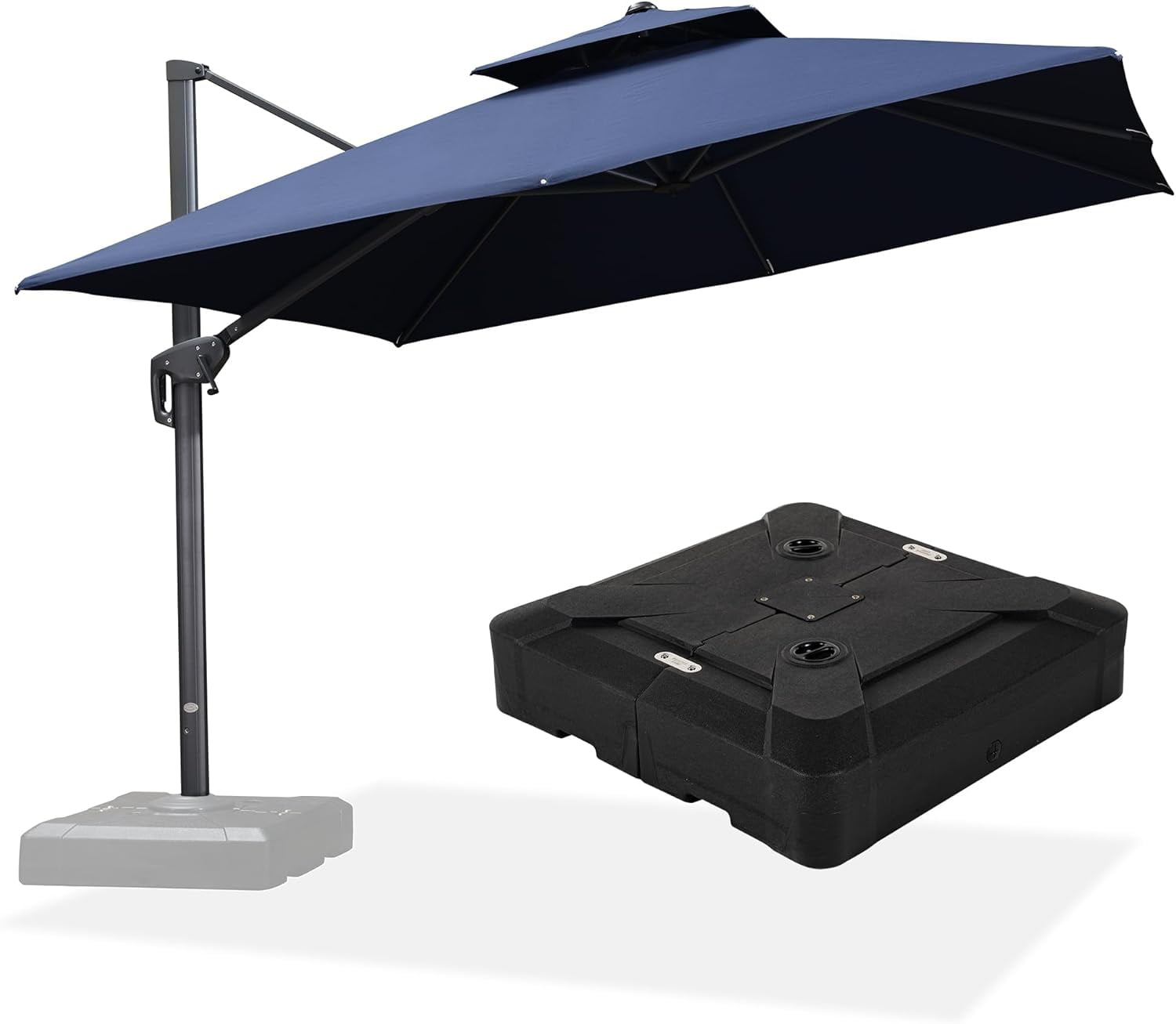 PURPLE LEAF Outdoor Cantilever Umbrellas with Base Square Large Patio Umbrella Offset Umbrella ...