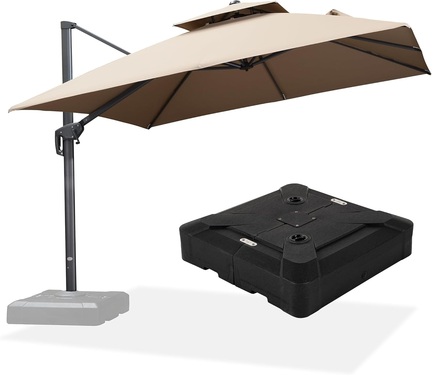 PURPLE LEAF Outdoor Cantilever Umbrellas with Base Square Large Patio ...