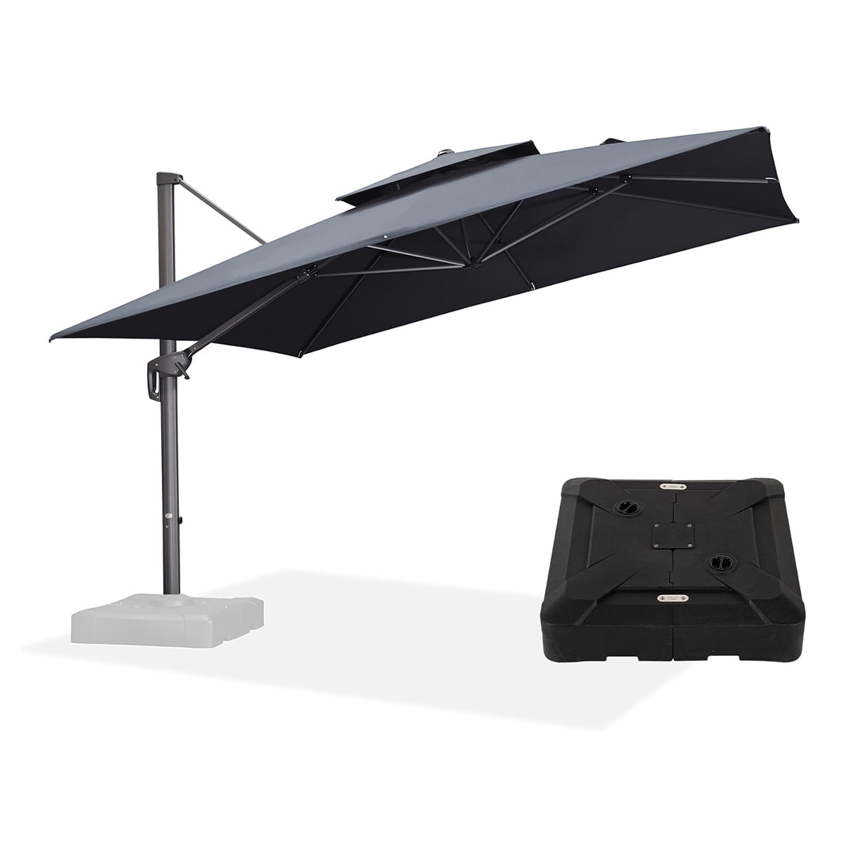 PURPLE LEAF Outdoor Cantilever Umbrellas with Base Square Large Patio ...