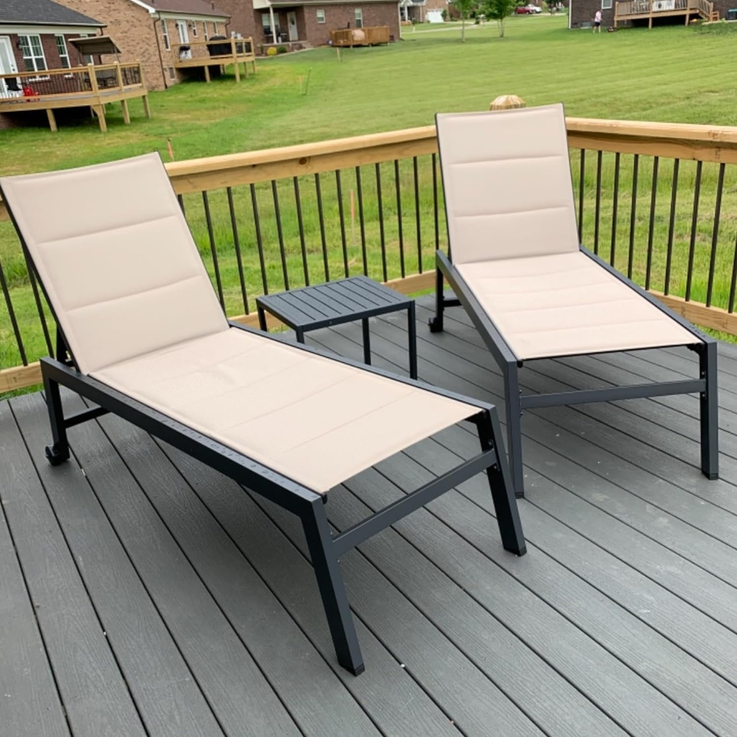 PURPLE LEAF Outdoor Chaise Lounge 3 Pieces Aluminum Patio Lounge Chair ...