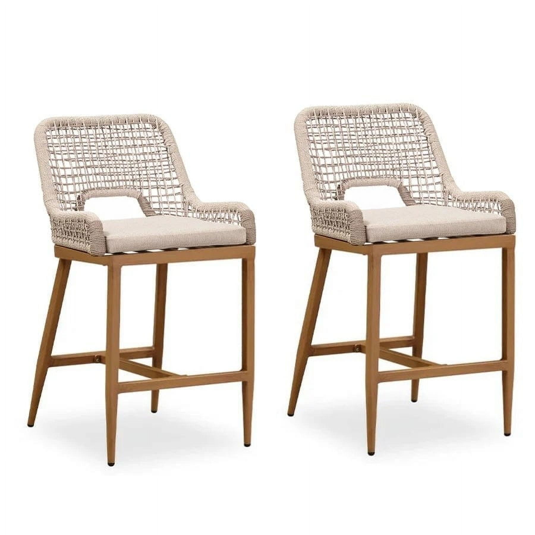 PURPLE LEAF Outdoor Patio Bar Stool Chair Set, Rattan Design, Modern ...