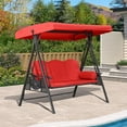 PURPLE LEAF 3-Seater Heavy Duty Outdoor Patio Porch Swing with Stand ...