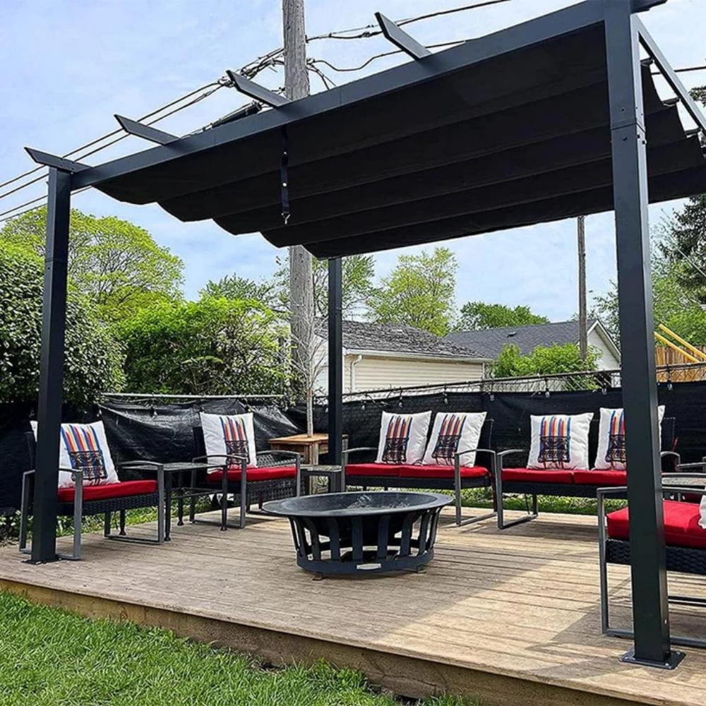 PURPLE LEAF 10' x 13' Outdoor Pergola with Retractable Canopy, Aluminum ...