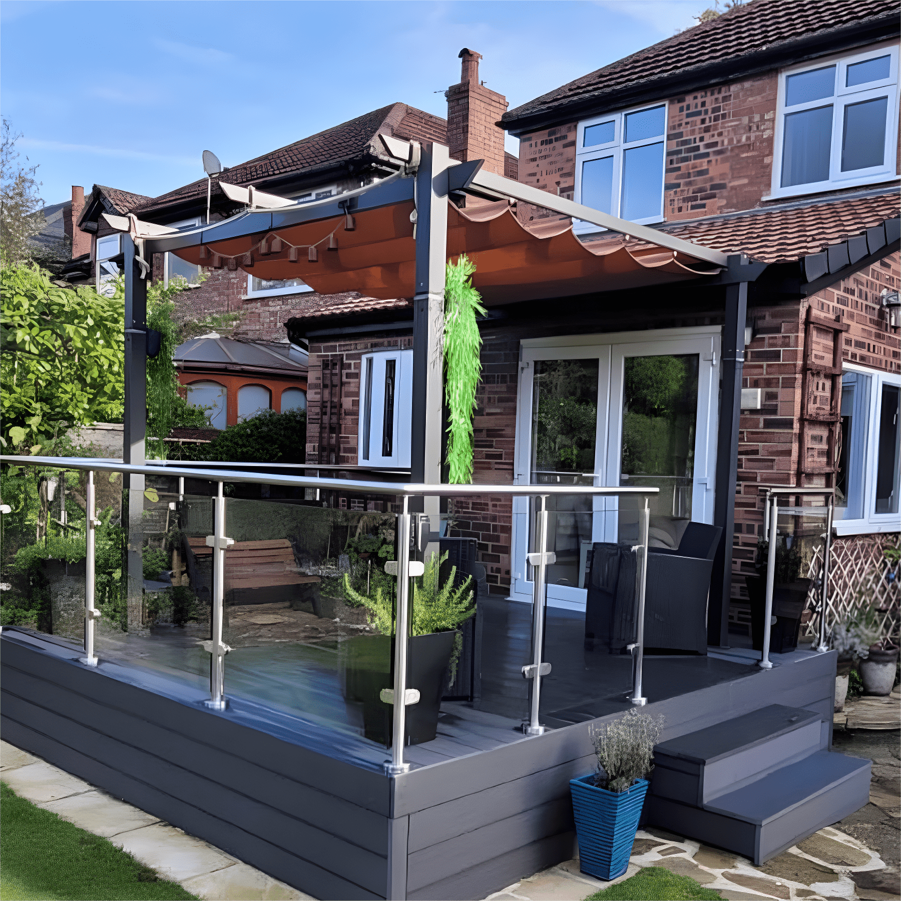 Costway 10x12ft Outdoor Aluminum Retractable Pergola Small Canopy ...