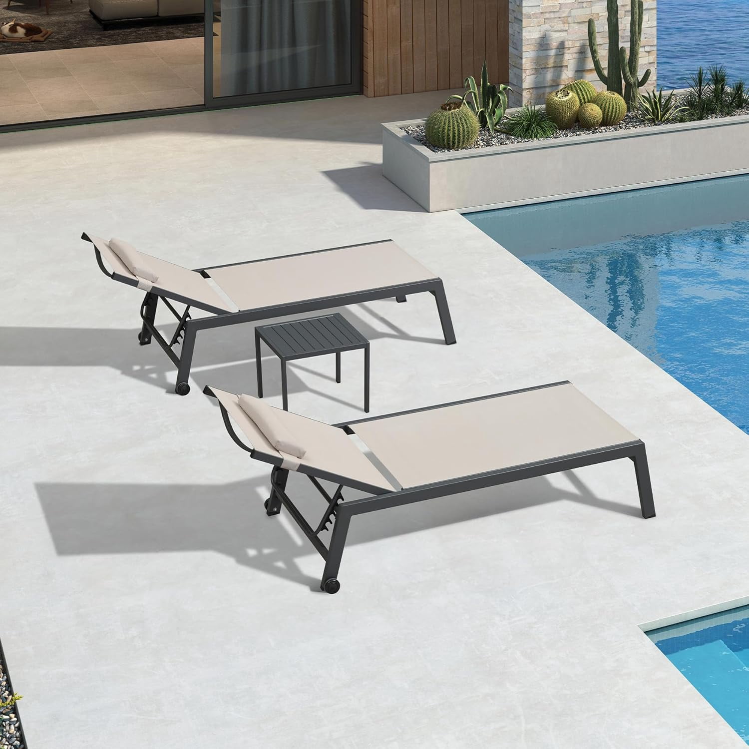 PURPLE LEAF Oversized 3-Piece Outdoor Lounge Set – Patio Chaise ...