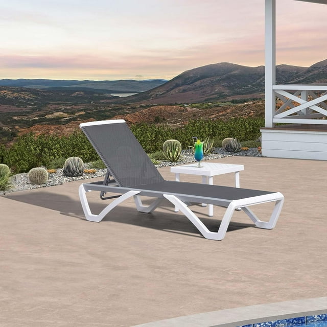 PURPLE LEAF Patio Chaise Lounge Chair Set Outside Aluminum Plastic ...